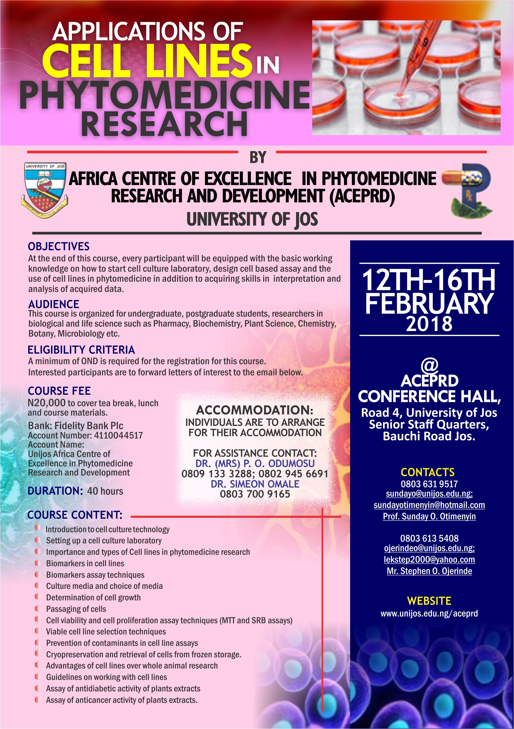 Applications Of Cell Lines In Phytomedicine ACEPRD University Of Jos